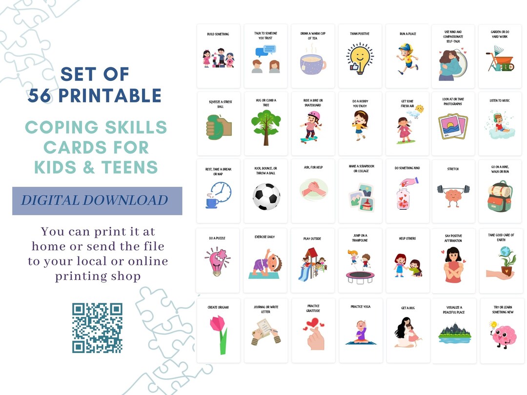 56 Coping Skills Cards for Kids & Teens. Coping Strategies Children ...