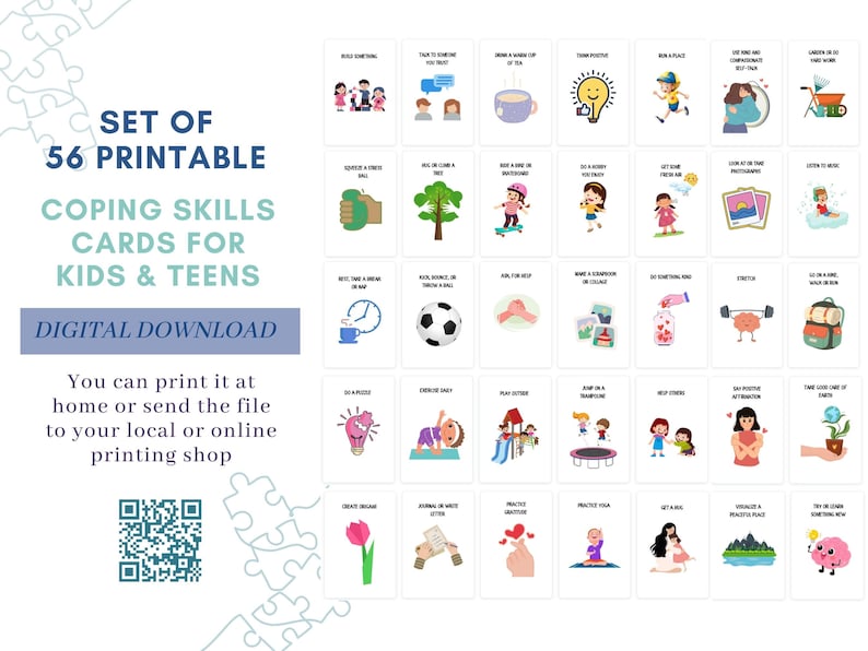 56 Coping Skills Cards for Kids & Teens. Coping Strategies Children ...