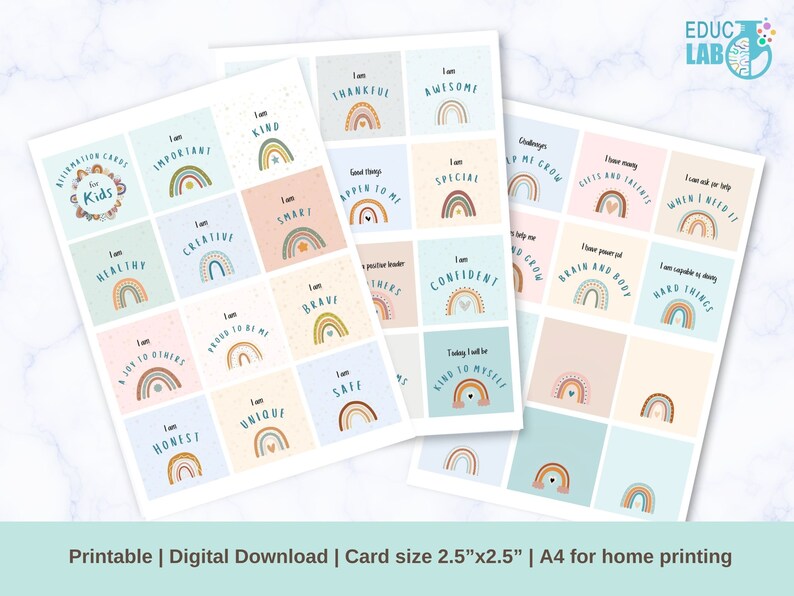 Boho Design Affirmation Cards for Kids. Mindfulness Cards. Positivity ...