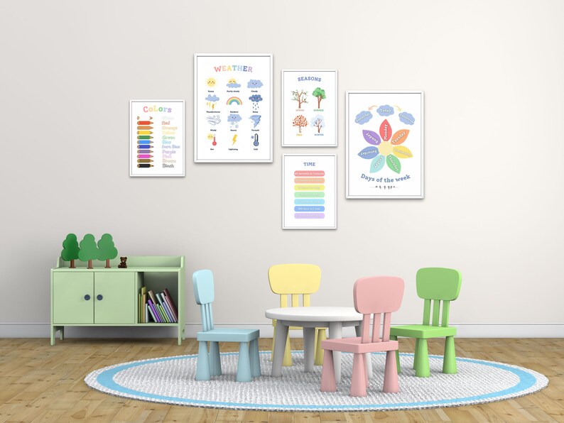 Set of 10 Educational Preschool Posters, Classroom, ABC Poster ...