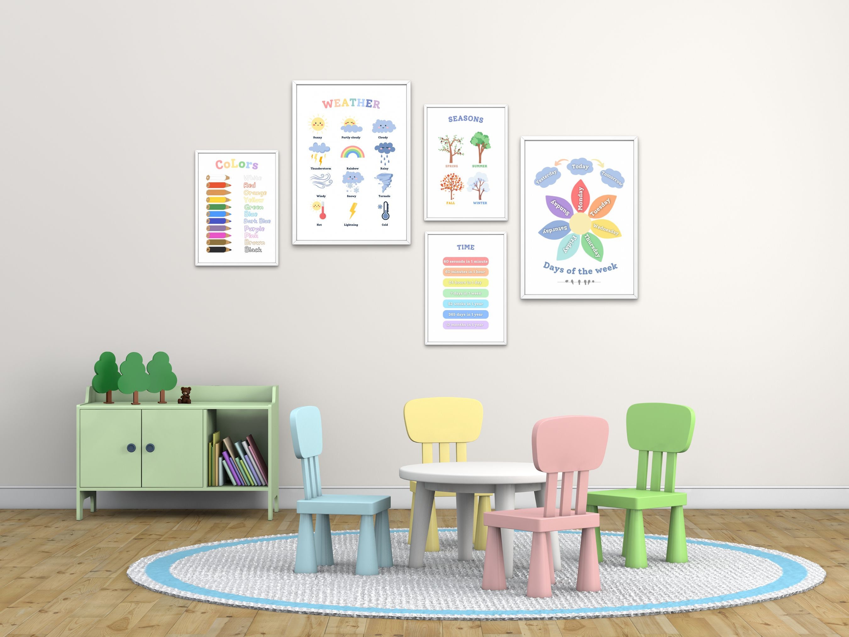 Set of 10 Educational Preschool Posters, Classroom, ABC Poster ...