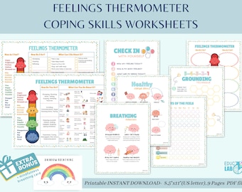 Feelings Thermometer Coping Skills Kids Teens Therapy - Etsy