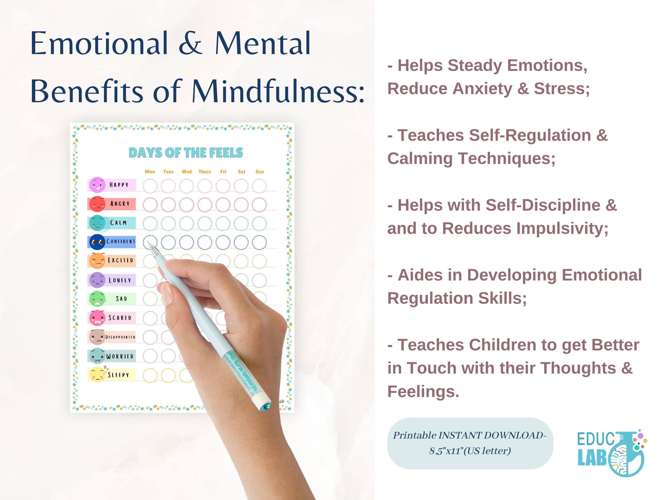 Feelings Thermometer and Coping Skills Set for Teens & Kids. Emotions ...
