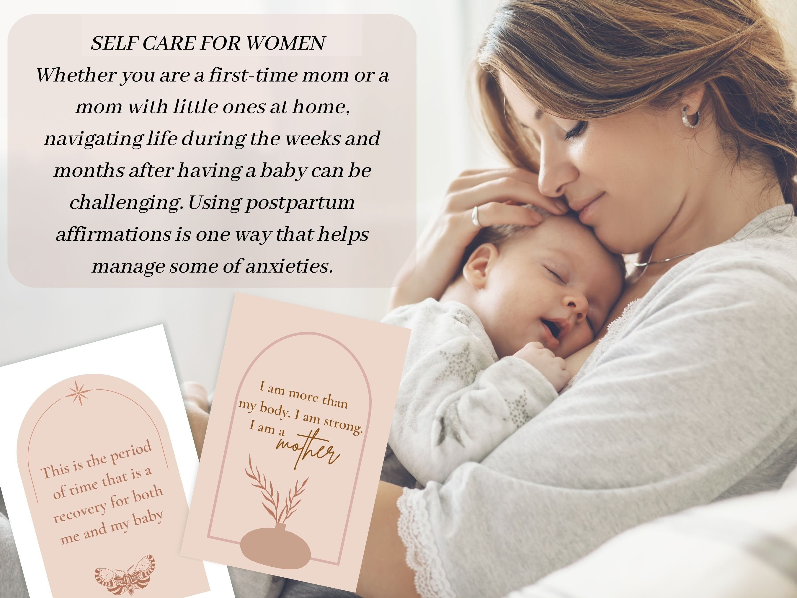 Boho Minimalist Postpartum Affirmation Cards. Positive Postpartum ...