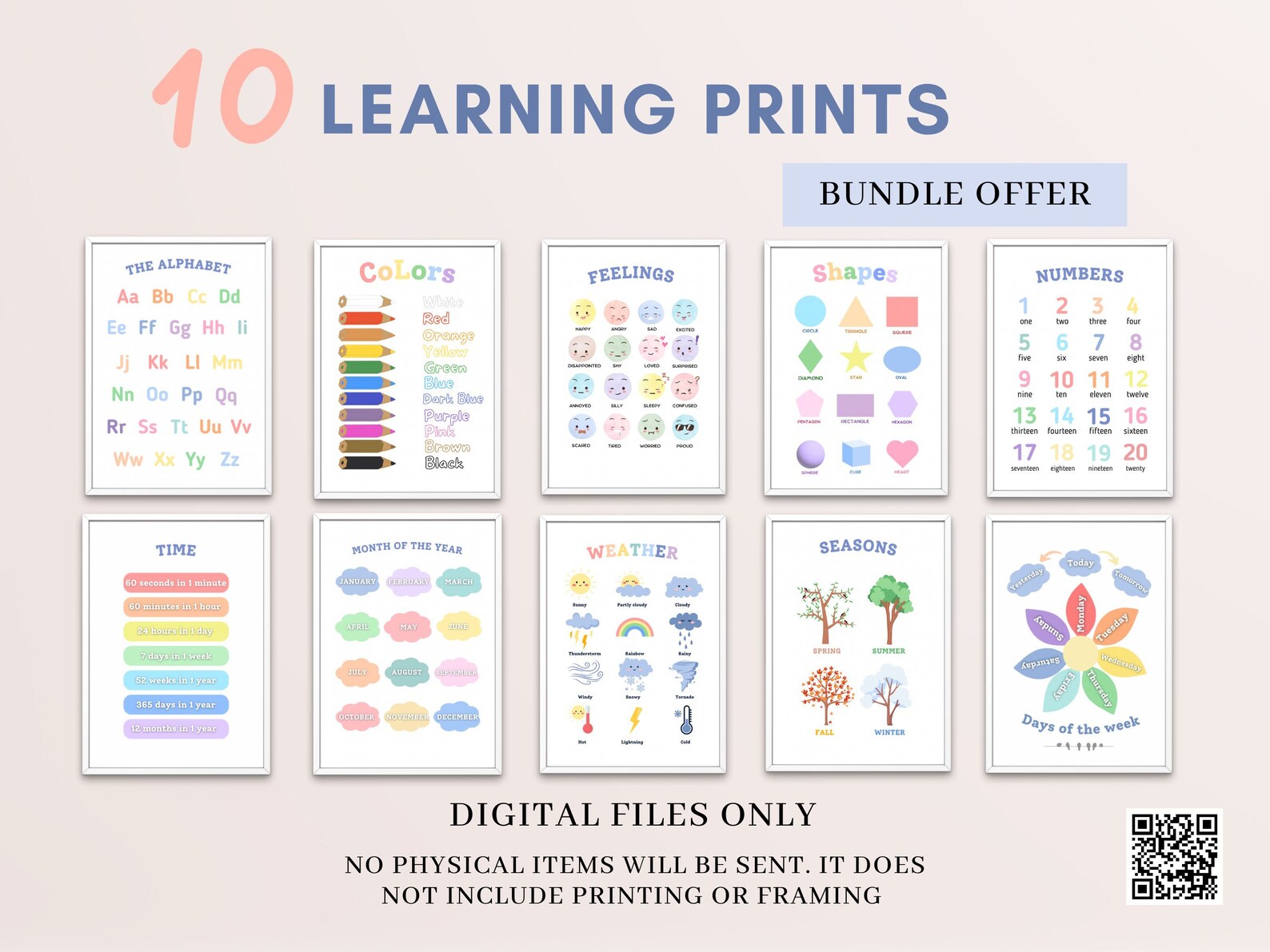 Set of 10 Educational Preschool Posters Classroom ABC - Etsy