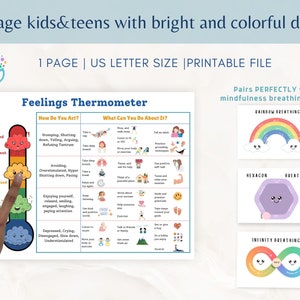 Feelings Thermometer + Coping Skills for Teens & Kids. Grounding ...
