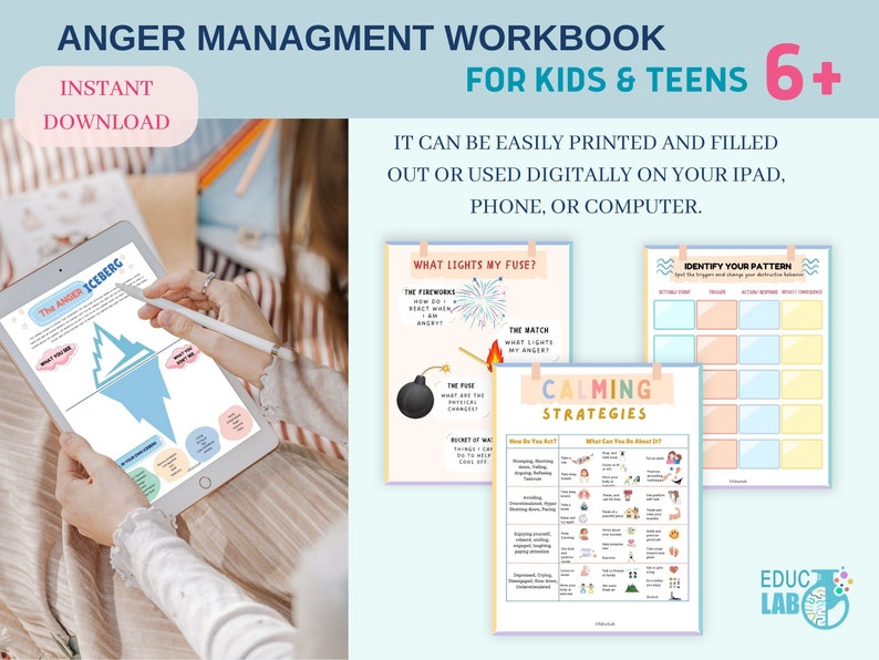 Anger Management Workbook for Kids and Teens, Calming Strategies ...