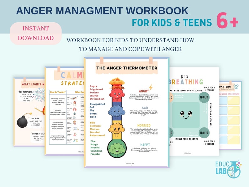 Anger Management Workbook for Kids, Calming Strategies (PDF) - Etsy