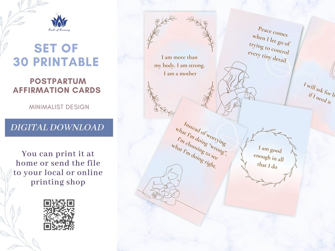 Positive Postpartum Affirmation Cards for New Moms. Postpartum ...