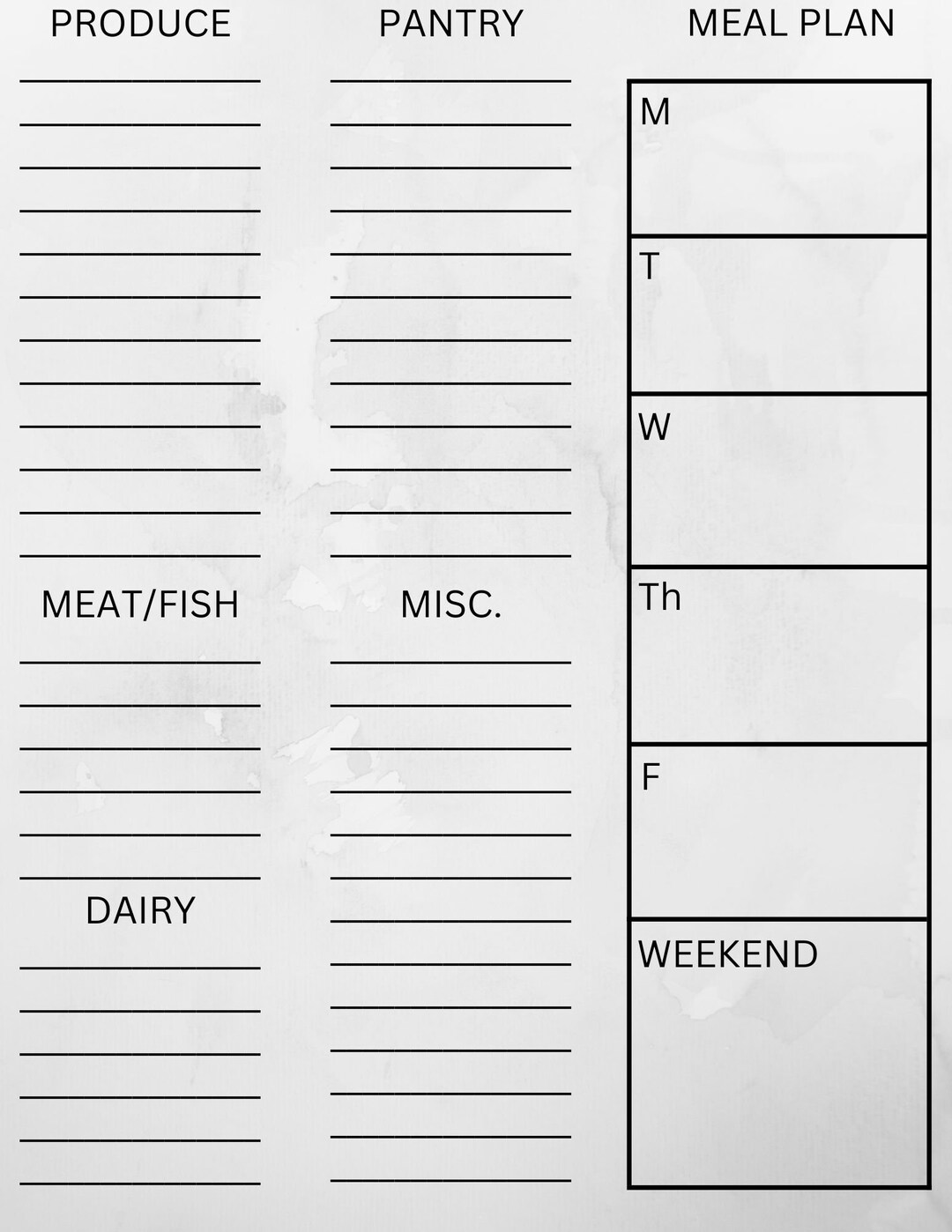 Meal Planning & Grocery List - Etsy