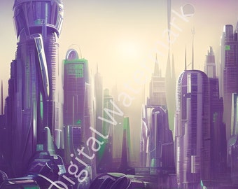 Sci Fi Cityscape Poster - Etsy