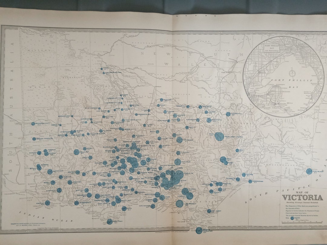 Map of Victoria Showing the Average Annual Rainfall - Etsy Australia