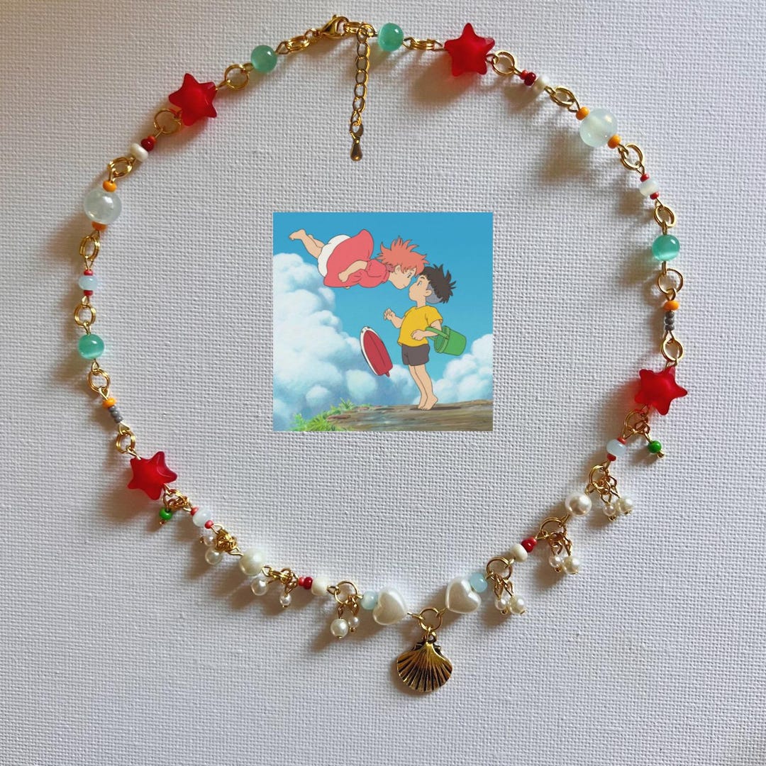 Ponyo-inspired Gold Necklace | Seashell Charm Fairycore Jewelry | 16 ...