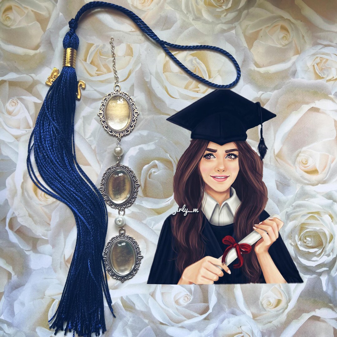 Custom Graduation Tassel Photo Frame&text Charm With Beads,memorial ...