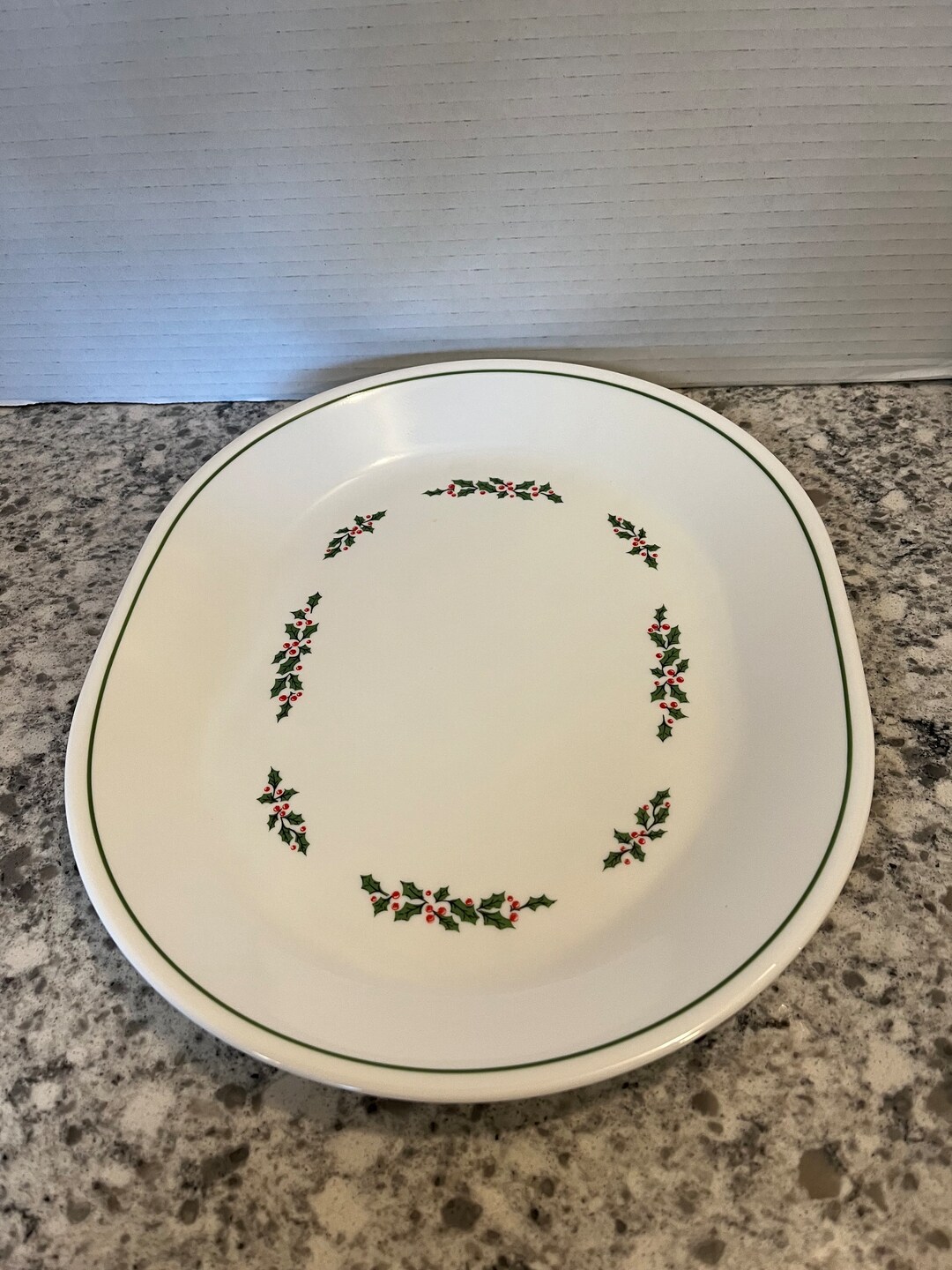 Corelle Oval Holiday Platter With Green Edging - Etsy