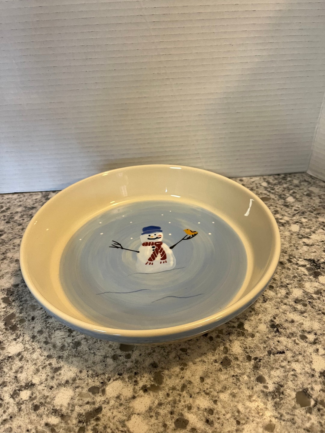 Snowman Pie Plate Hartstone Pottery USA - Etsy
