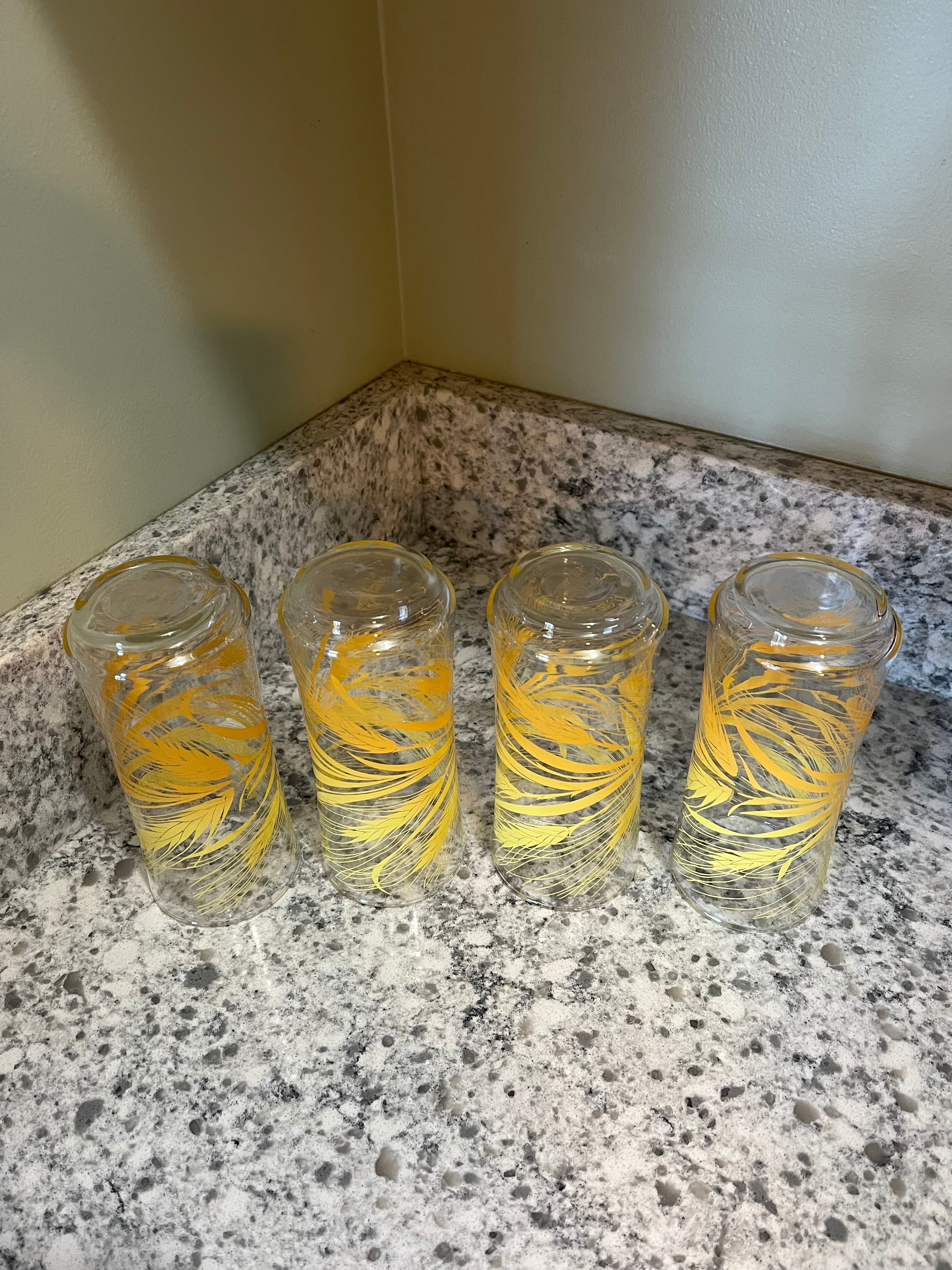 Libbey Golden Wheat Pattern Glasses Set of 4 - Etsy