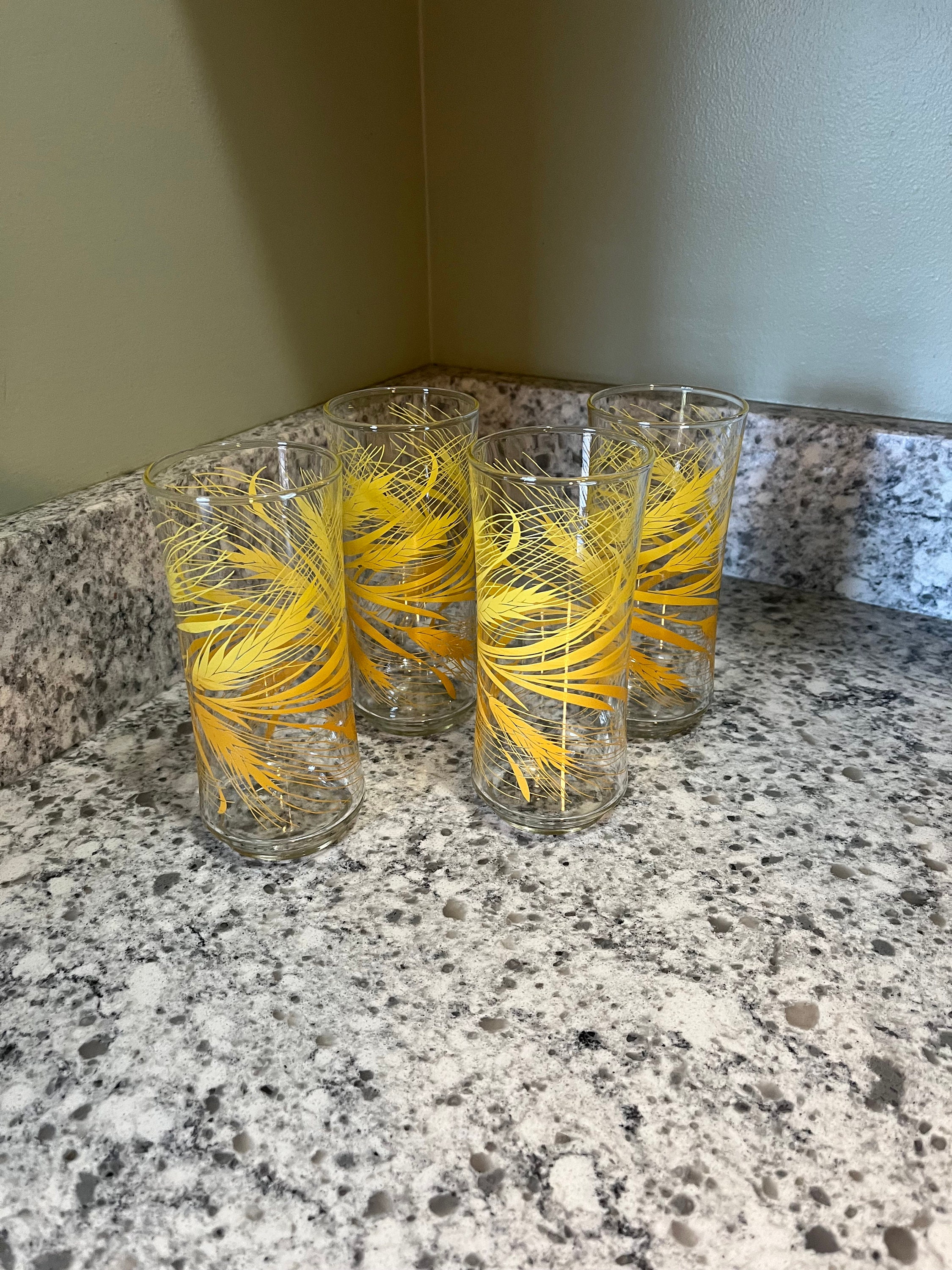 Libbey Golden Wheat Pattern Glasses Set of 4 - Etsy