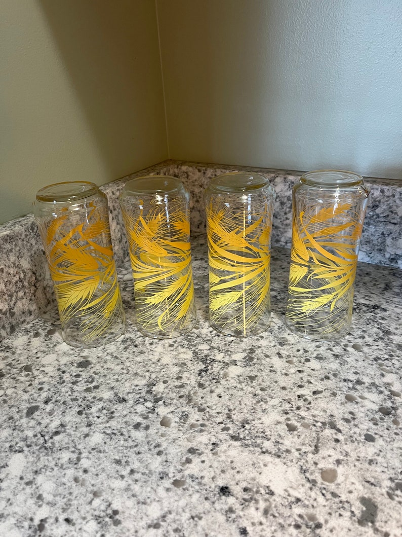 Libbey Golden Wheat Pattern Glasses Set of 4 - Etsy