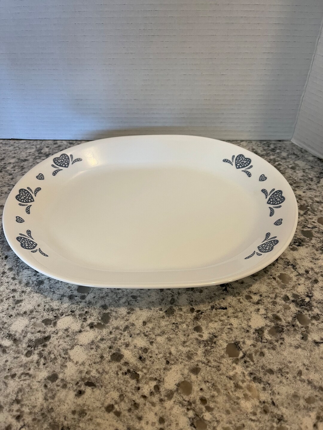 Corelle Blue Hearts Oval Platter 12 X 10 Vintage USA - Etsy