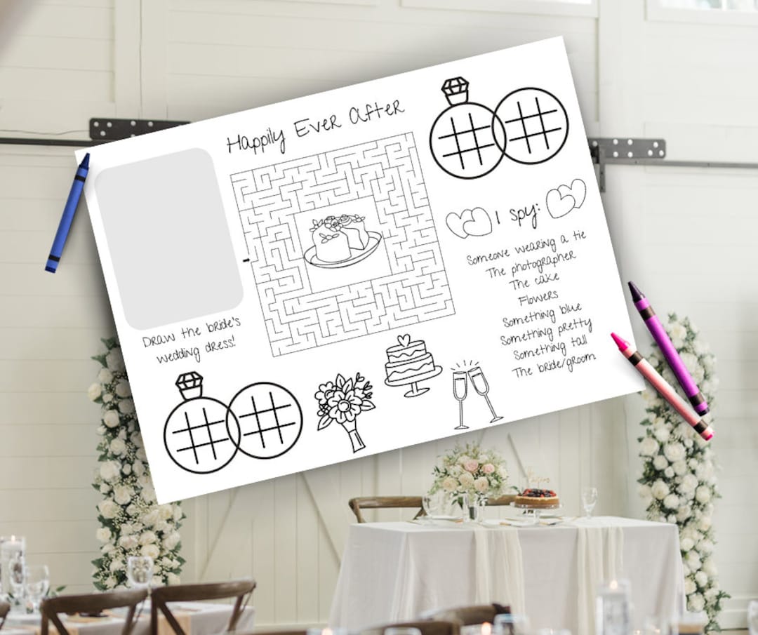 Kids Coloring Sheet for Weddings, Kids Wedding Activities, Wedding ...