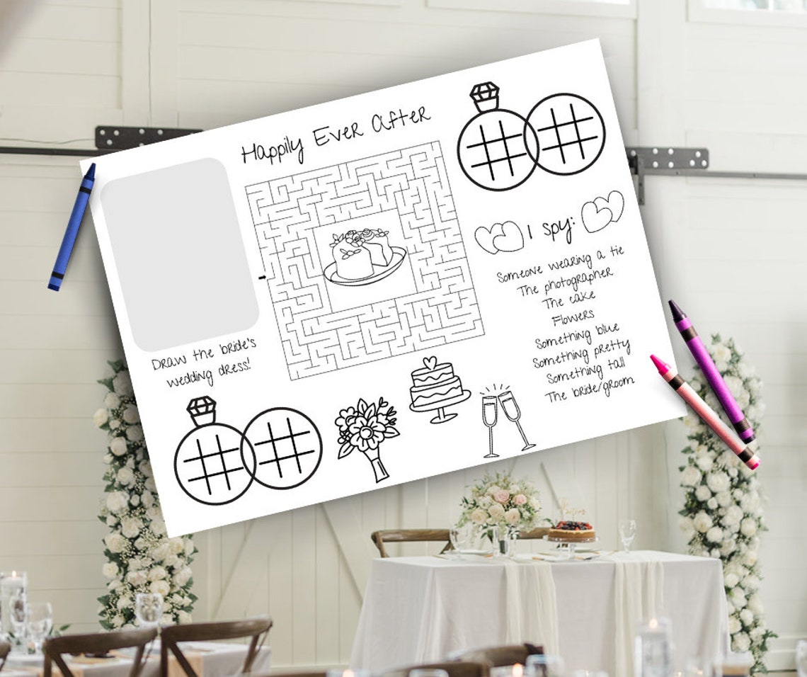 Kids Coloring Sheet for Weddings, Kids Wedding Activities, Wedding ...