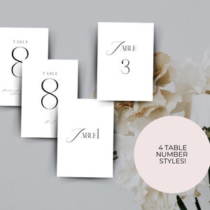 Elegant Wedding Table Numbers, Wedding Stationary Template, Printable ...