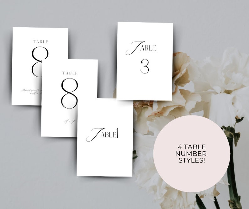 Elegant Wedding Table Numbers, Wedding Stationary Template, Printable ...