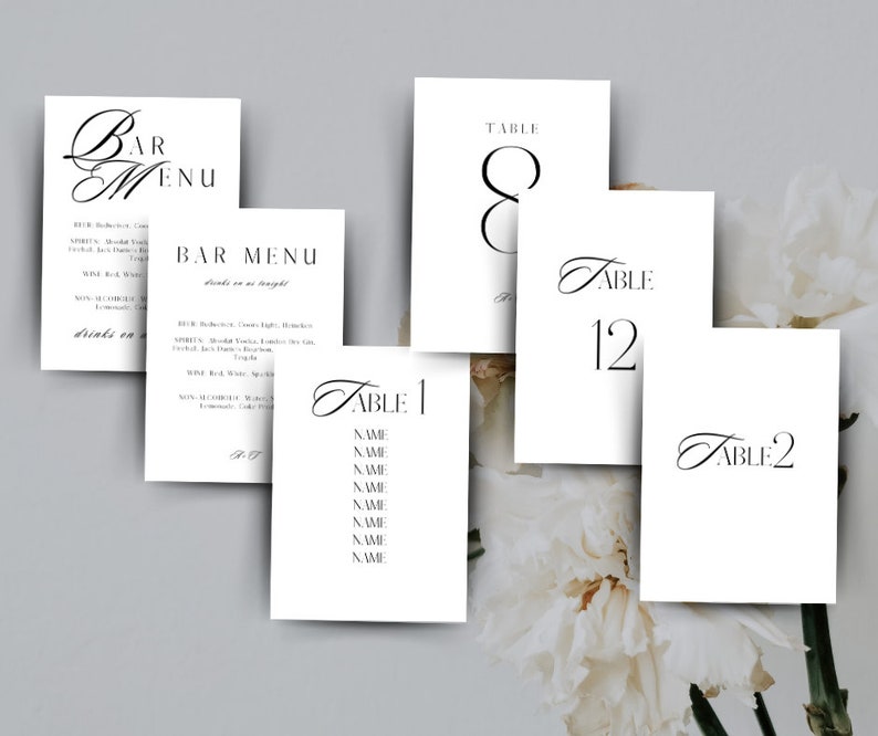 Elegant Wedding Table Numbers, Wedding Stationary Template, Printable ...