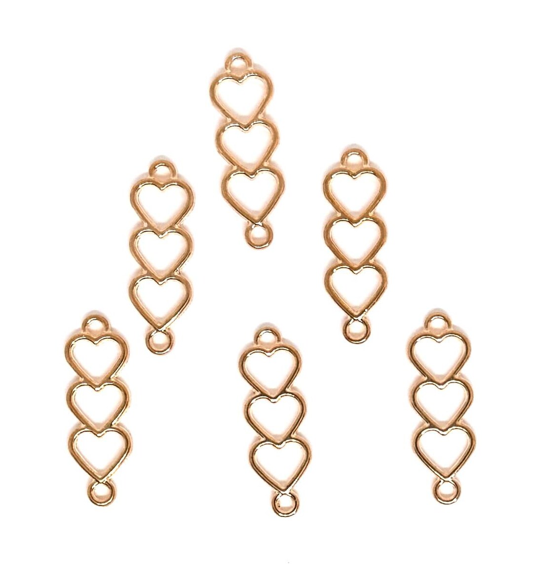 Gold Metal String of Hearts Charm: Jewelry Making Bead (24mm) Item ...
