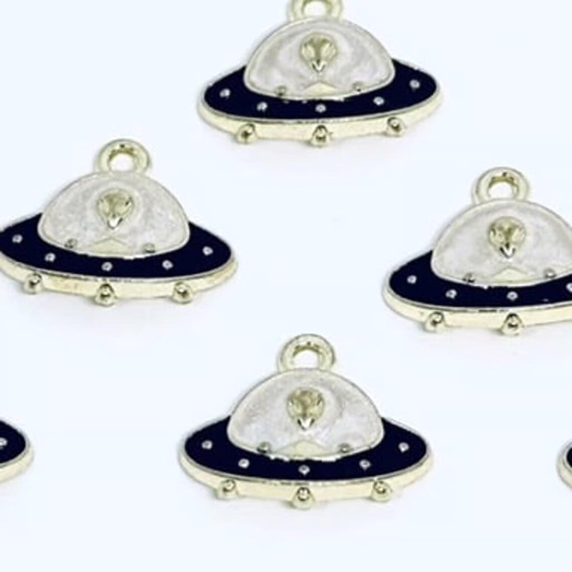 1pc Enamel and Gold Metal UFO Spaceship Charms Item #15122L, Priced per ...