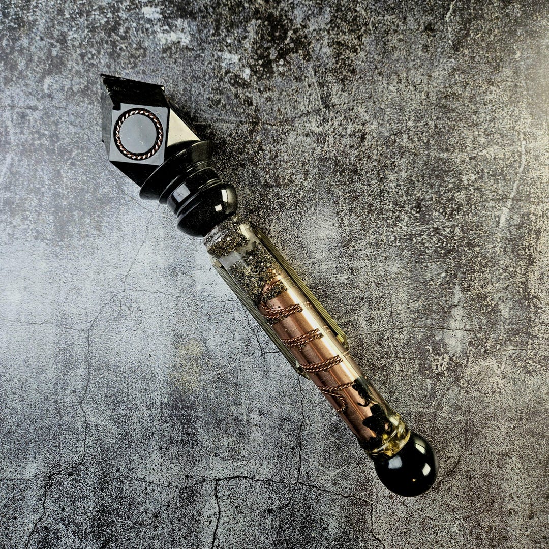 Orgonite Wand, Copper Cuboctahedron/octahedron Point Tensor Ring Wand ...