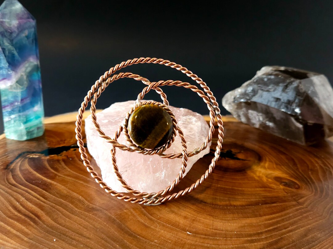 Sacred Cubit Tensor Ring: Copper Triquetra With Tiger's Eye - Etsy