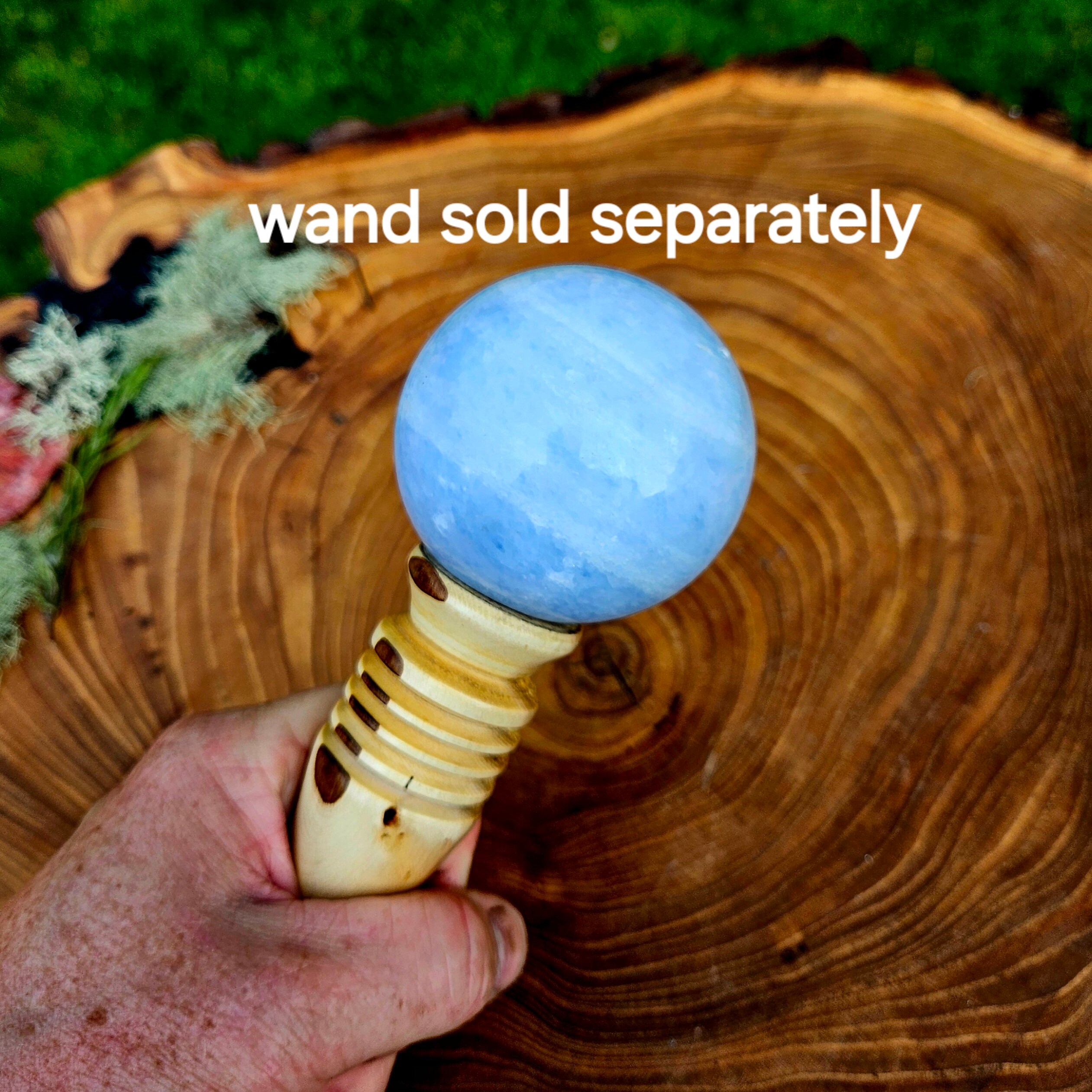 68mm Angelite Sphere: Threaded Crystal Wand Staff Topper - Etsy