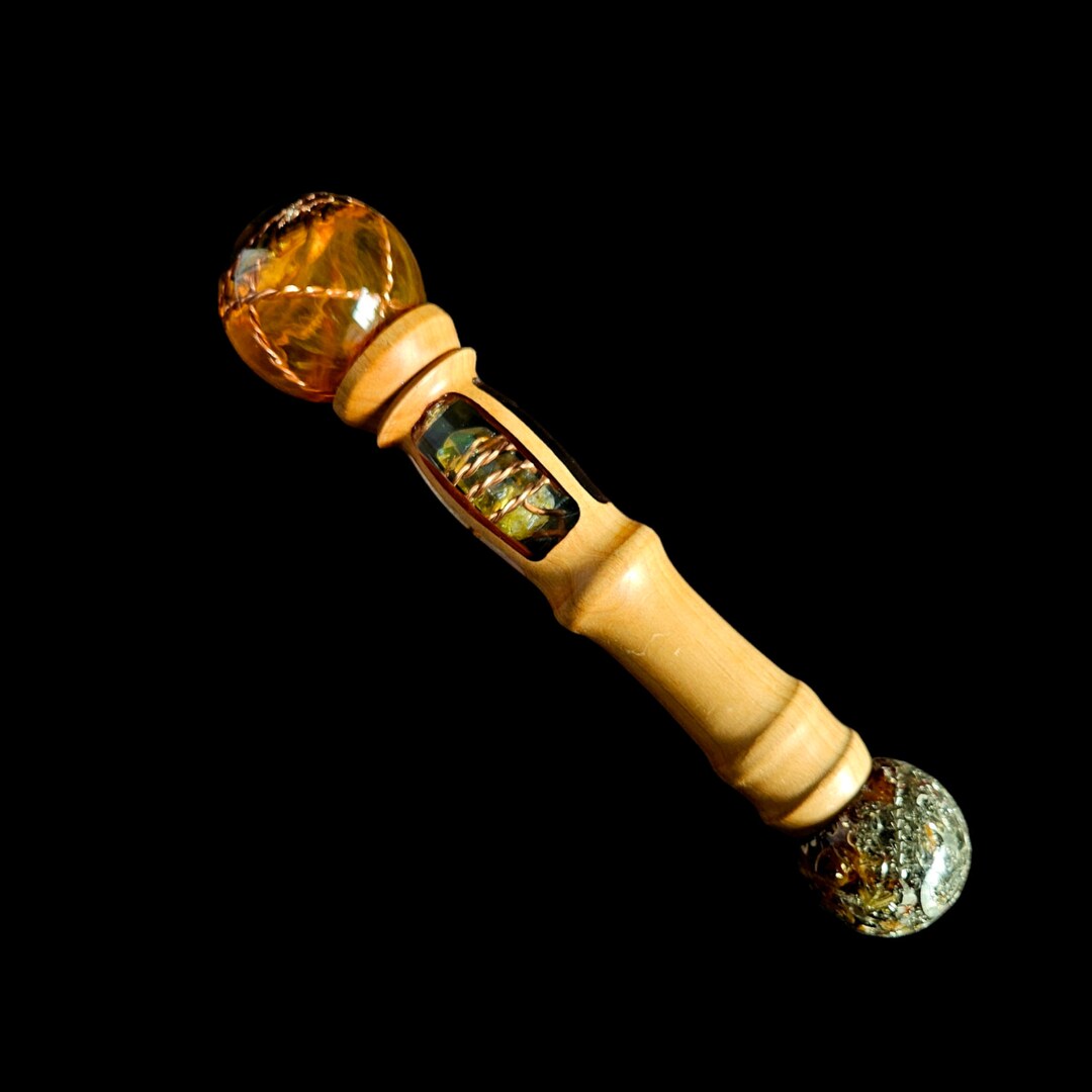 Handmade Tensor Ring Wand: Titanium Quartz, Tigers Eye, Alder Wood - Etsy