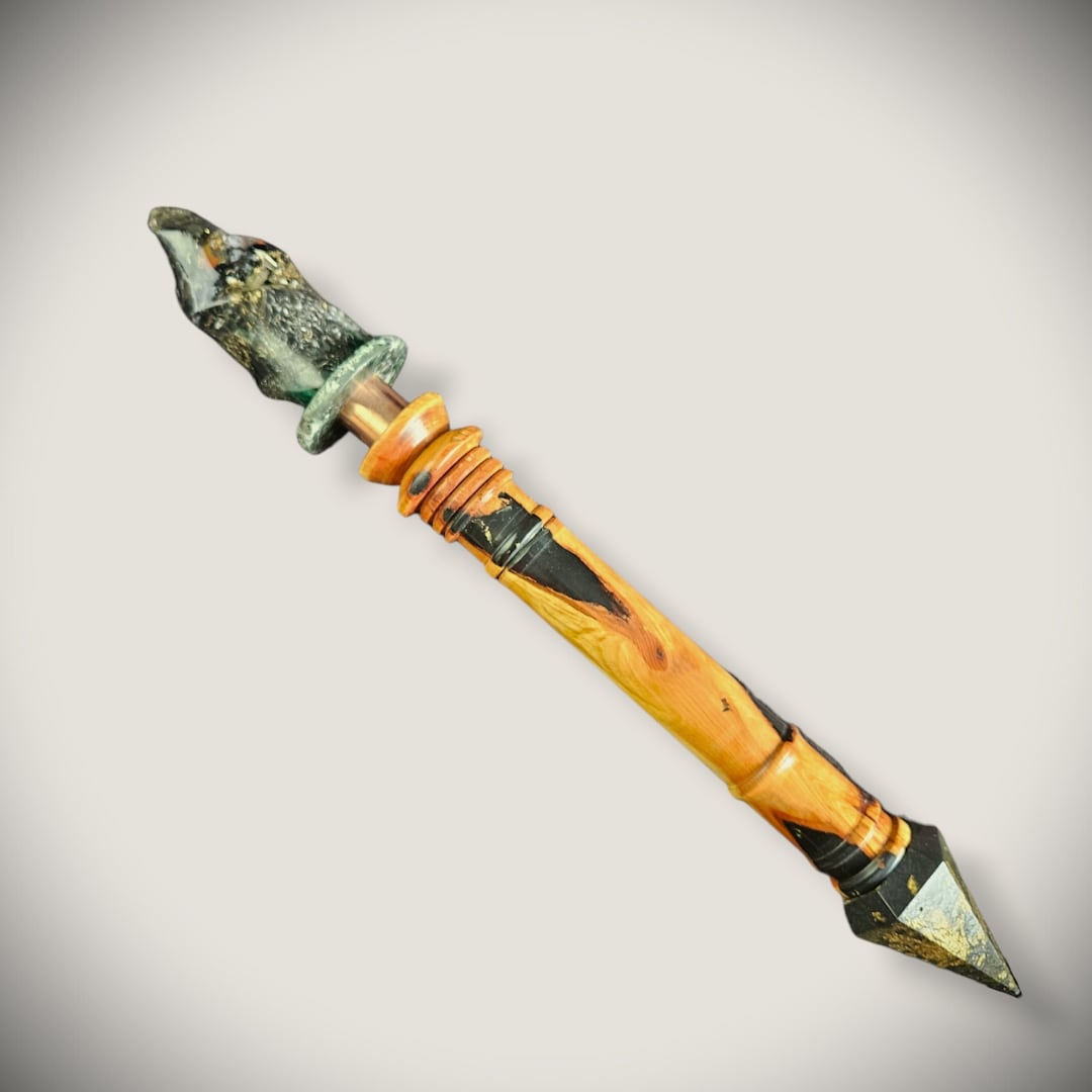 Hand Made Orgonite and Crystal Flame Wood Wand, Magic Wand, Healing ...