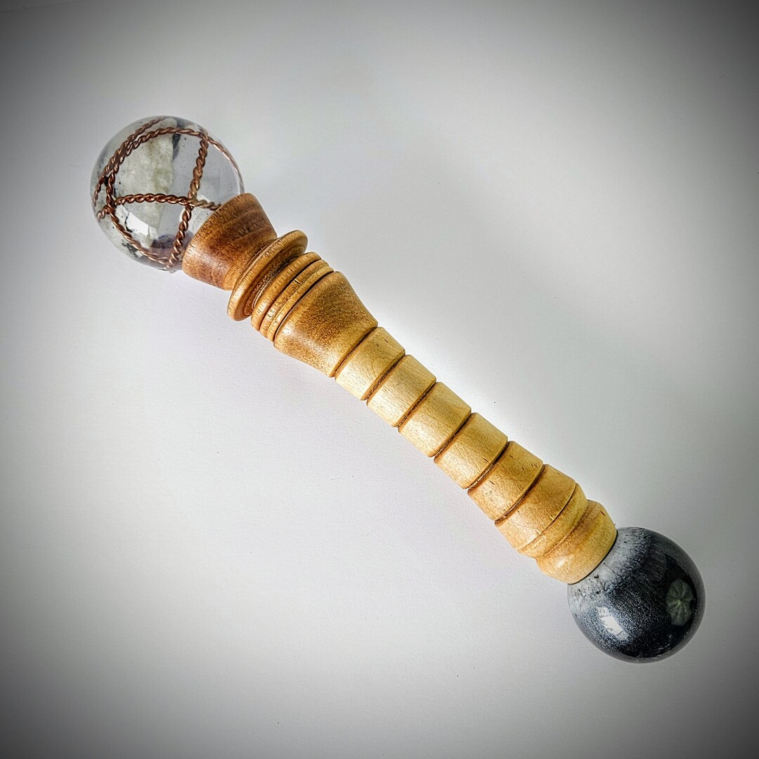 Handmade Alder Healing Wand: Moonstone Sphere, Tensor Ring, Orgonite - Etsy