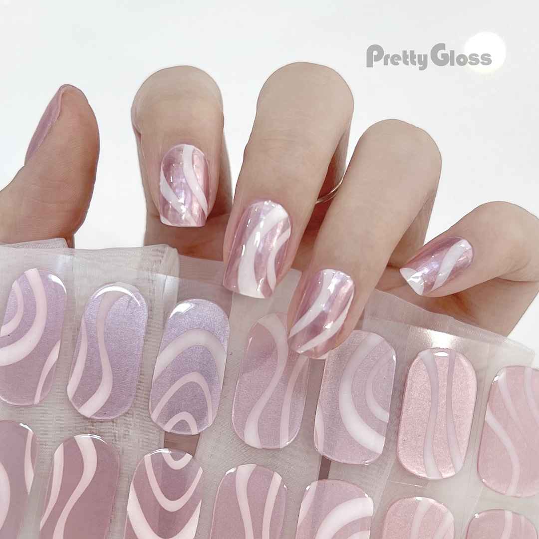 Gel Nail Wraps White French Style Beautiful Awirl Lines Translucent ...