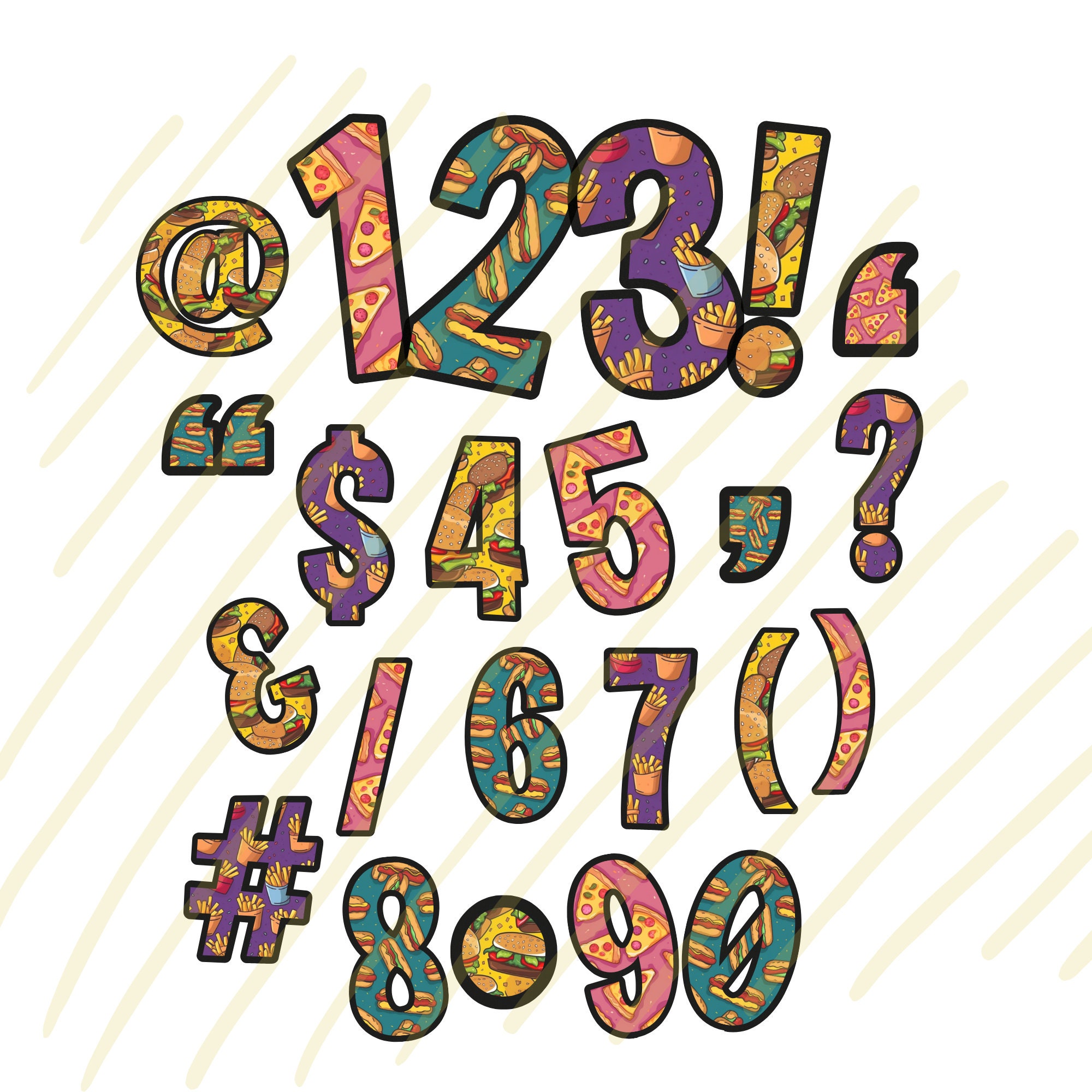 Junk Food Alphabet PNG Bundle | Doodle Font Letters (digital Download ...