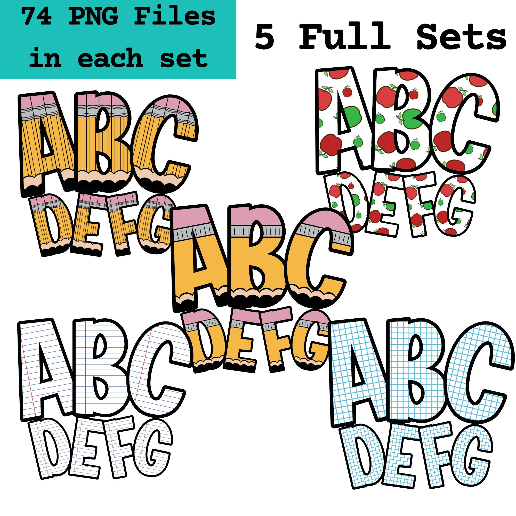 Back to School Bulletin Board Letters 5 Full Sets Printable Classroom ...