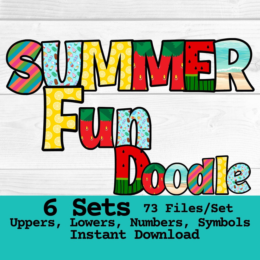 Summer Fun Letters Font School Teacher Alpha Doodle Bulletin Board ...
