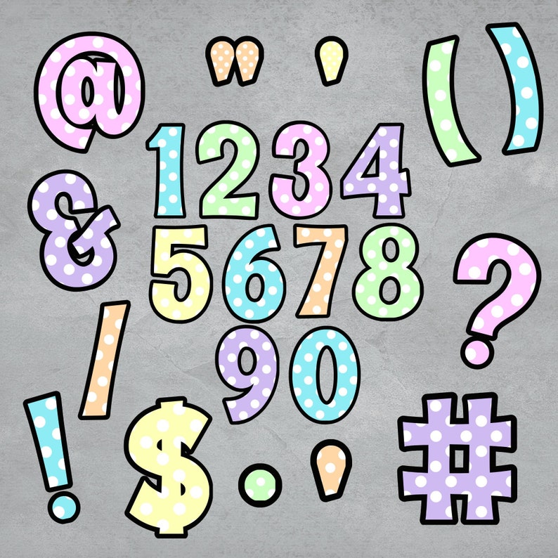 Pastel Polka Dot Alphabet Letters PNG Bundle Pink Orange Yellow Green ...