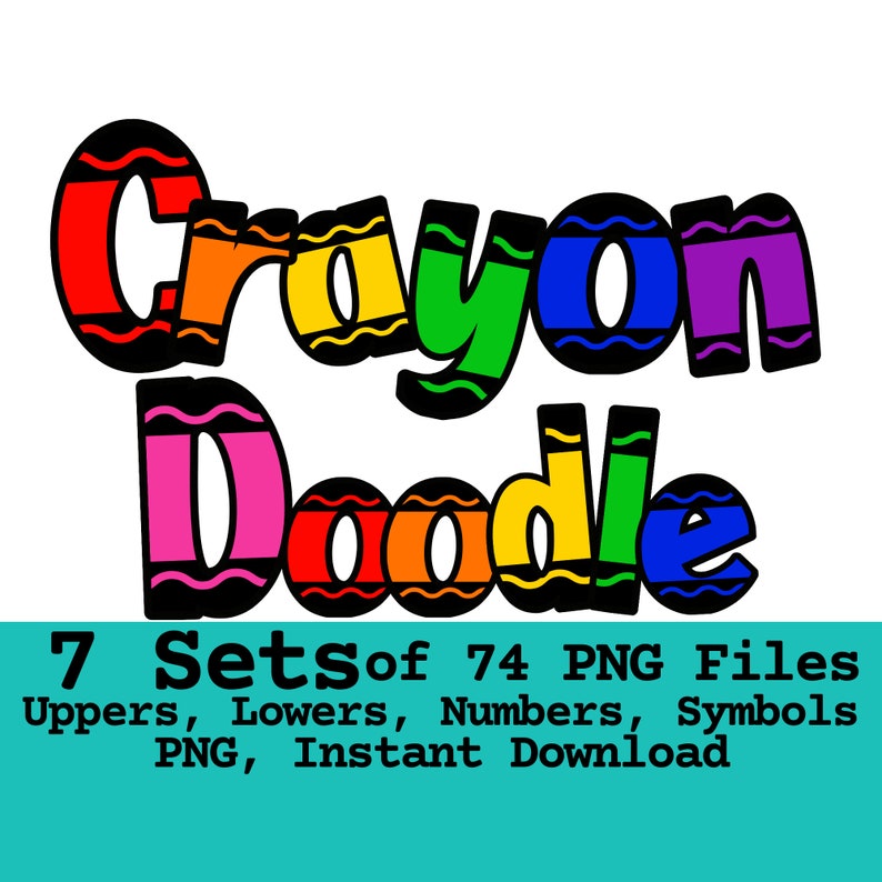 Rainbow Crayon Doodle Font PNG Bundle (digital Download) - Etsy