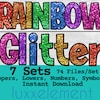7 Colors of Glitter Alpha Doodle Rainbow Glitter PNG Alphabet Letters ...