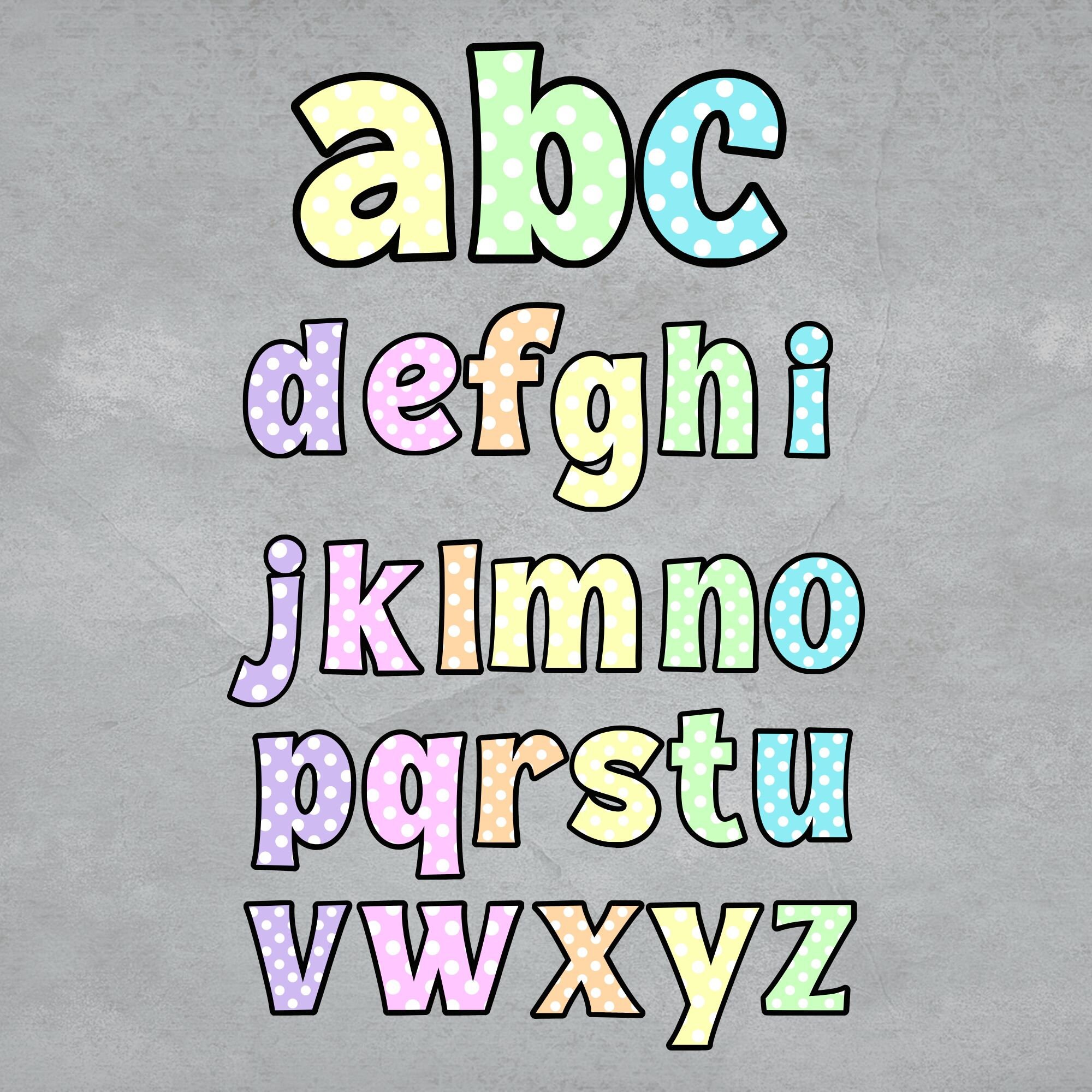 Pastel Polka Dot Alphabet Letters PNG Bundle Pink Orange Yellow Green ...