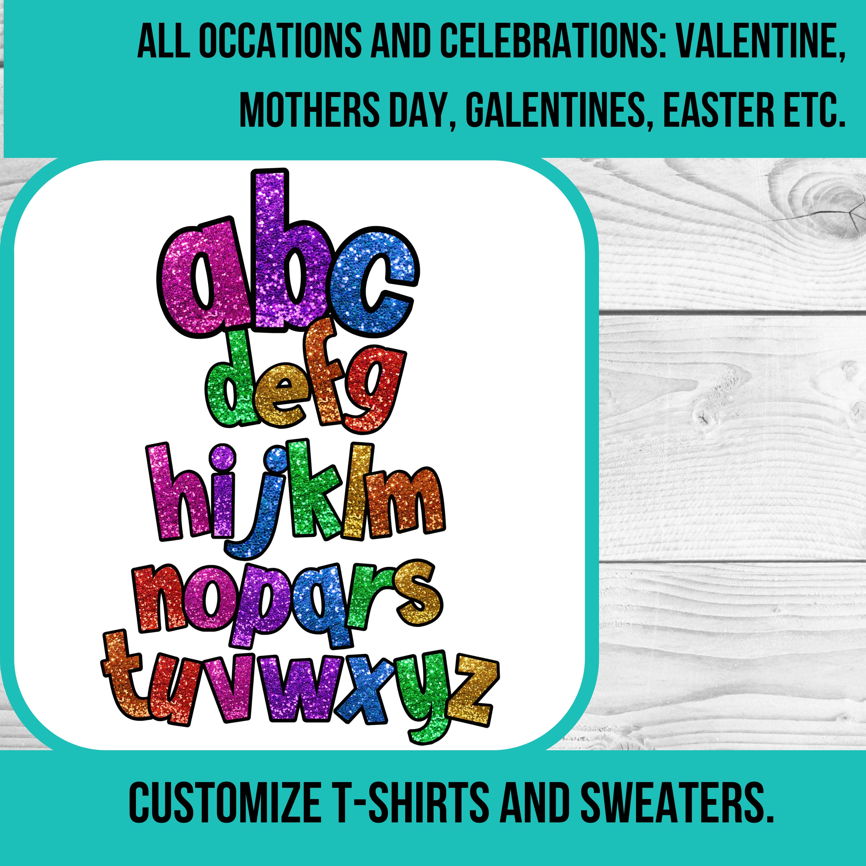 7 Colors of Glitter Bim Alpha Doodle Rainbow Glitter PNG Alphabet ...