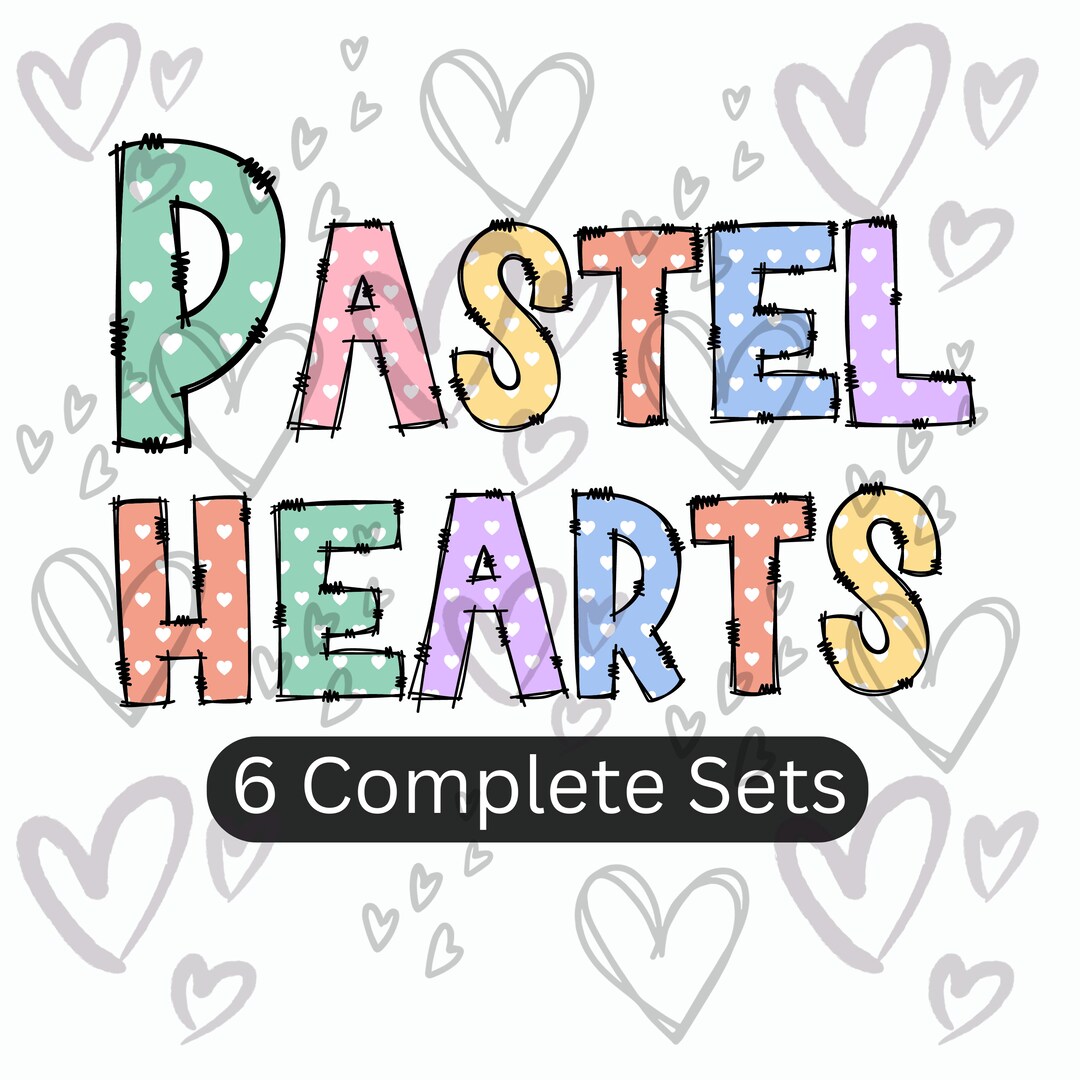 Pastel Hearts Alphabet Letters PNG Bundle Pink Orange Yellow - Etsy