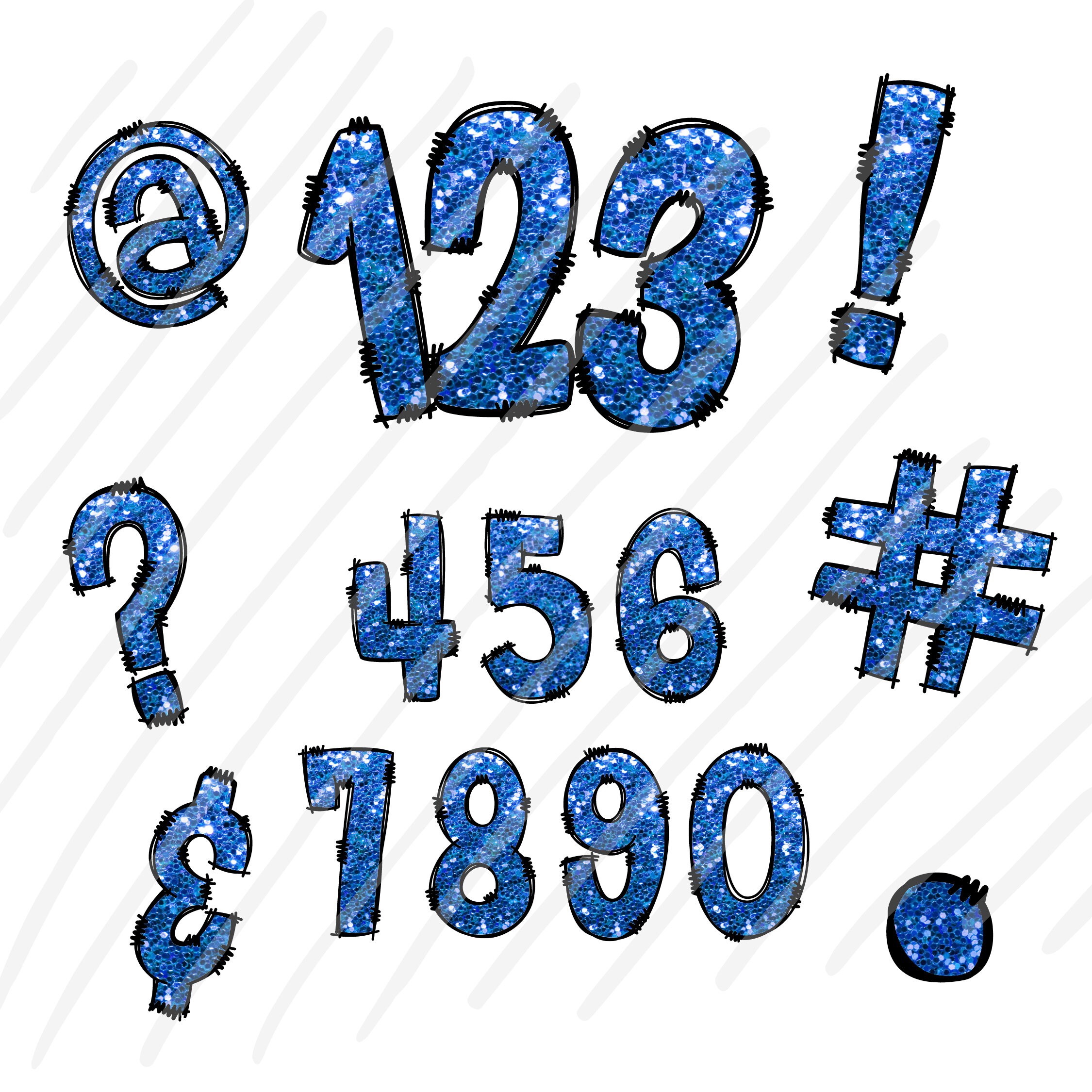 Blue Glitter Alpha Doodle Alphabet Letters Rainbow Glitter PNG Bundle ...