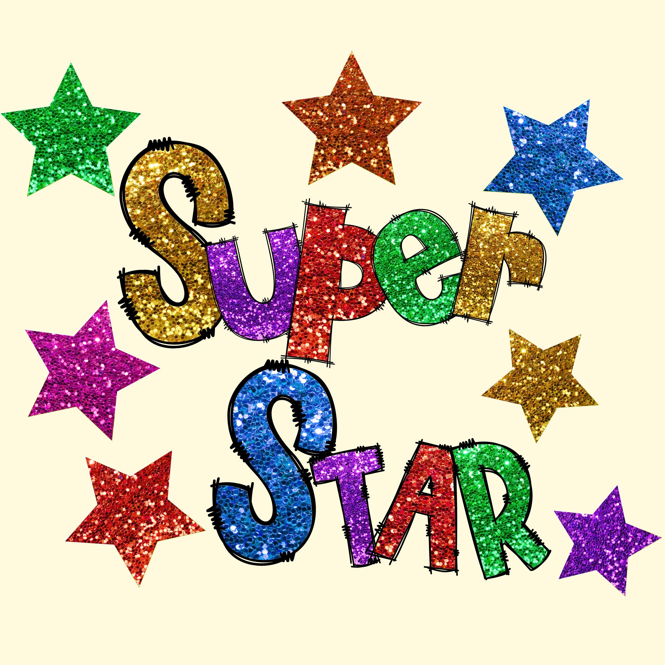 7 Colors of Glitter Alpha Doodle Rainbow Glitter PNG Alphabet - Etsy