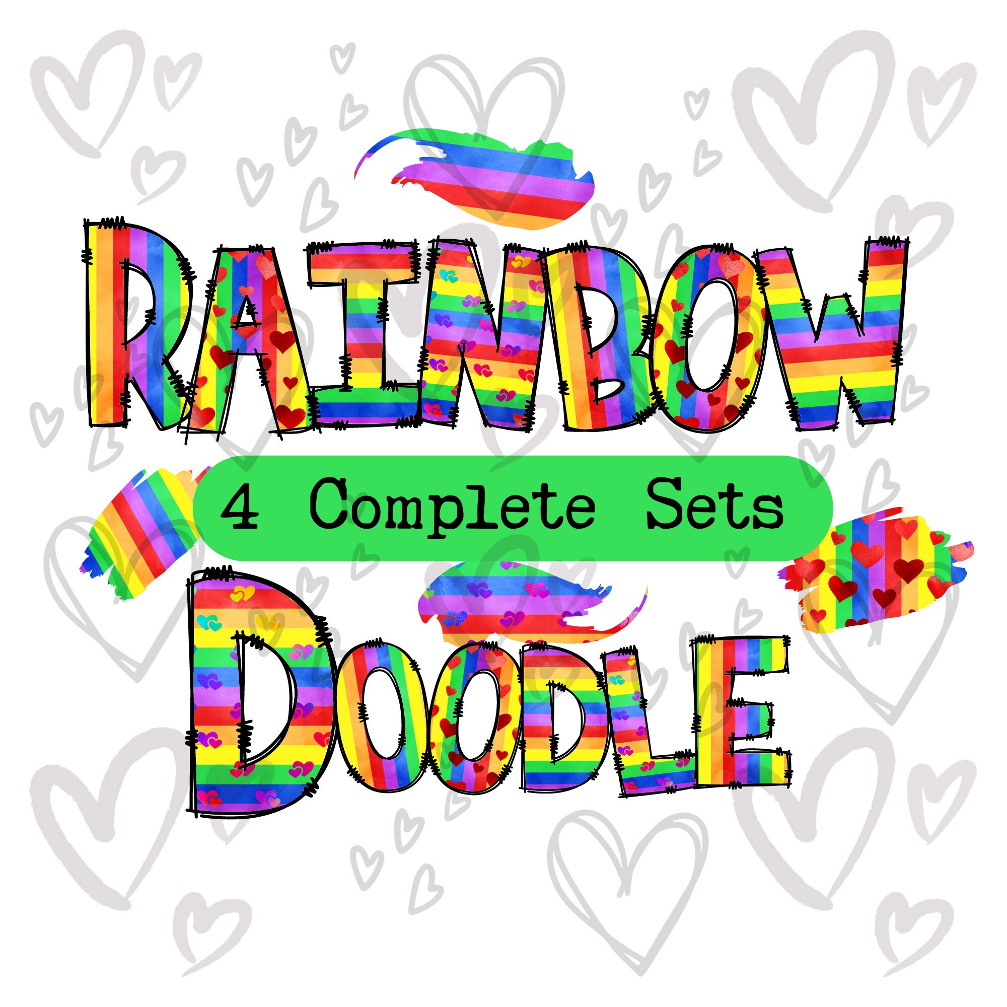 Rainbow Love Pride Alpha Doodle Alphabet Letters Numbers PNG - Etsy